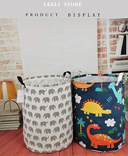 LEELI Laundry Hamper with Handles Collapsible Canvas Laundry Basket,Waterproof Storage Basket Home Organizer for Nursery,Clothes,Toys,Baby Hamper