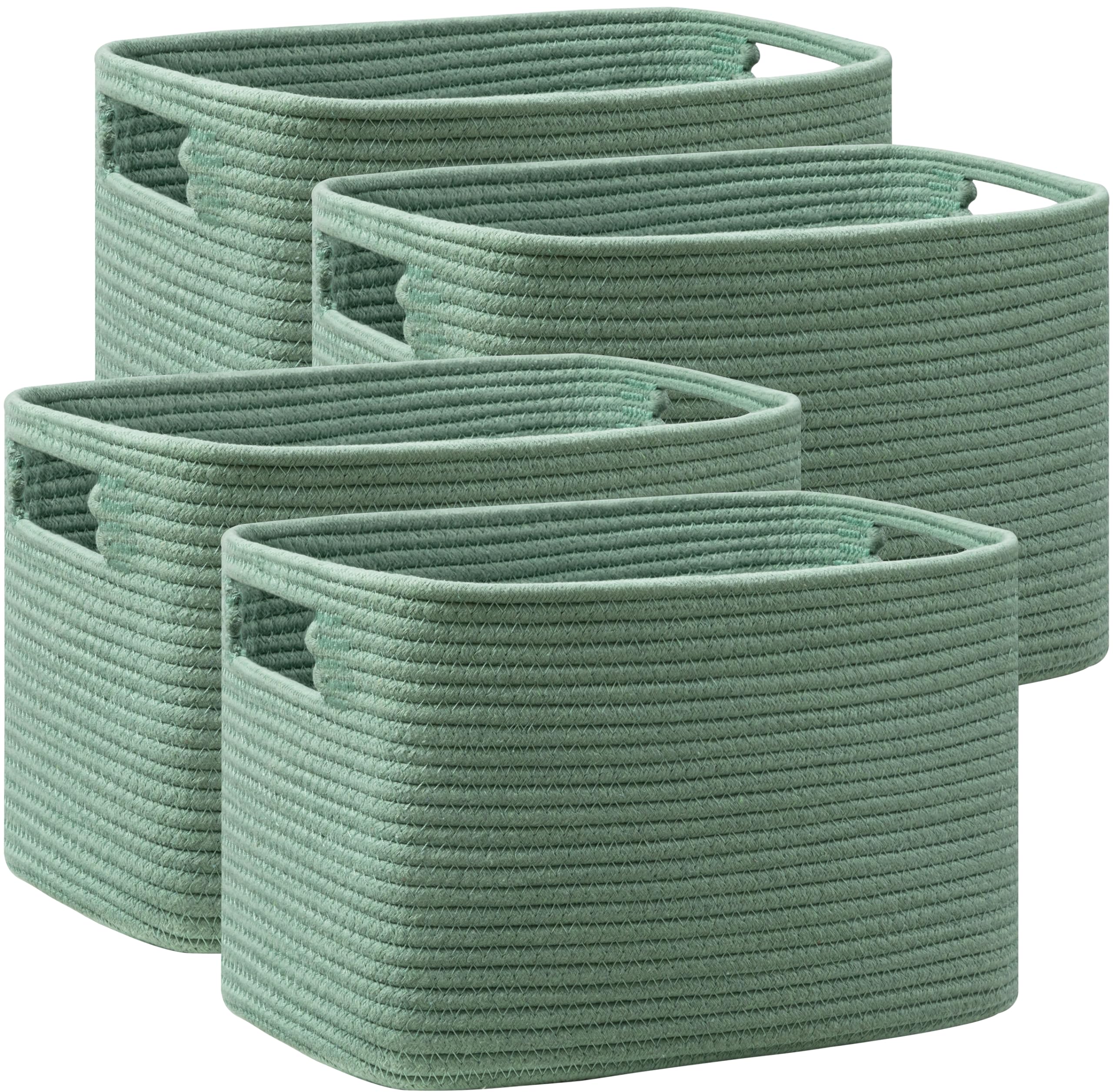 UBBCARE 4 Pack Shelf Baskets for Storage Woven Storage Baskets for Organizing (14.5''L x 9.84''W x 9''H), Basket Organizer for Dog Toys, Books, Clothes, Large Gift Basket, Green