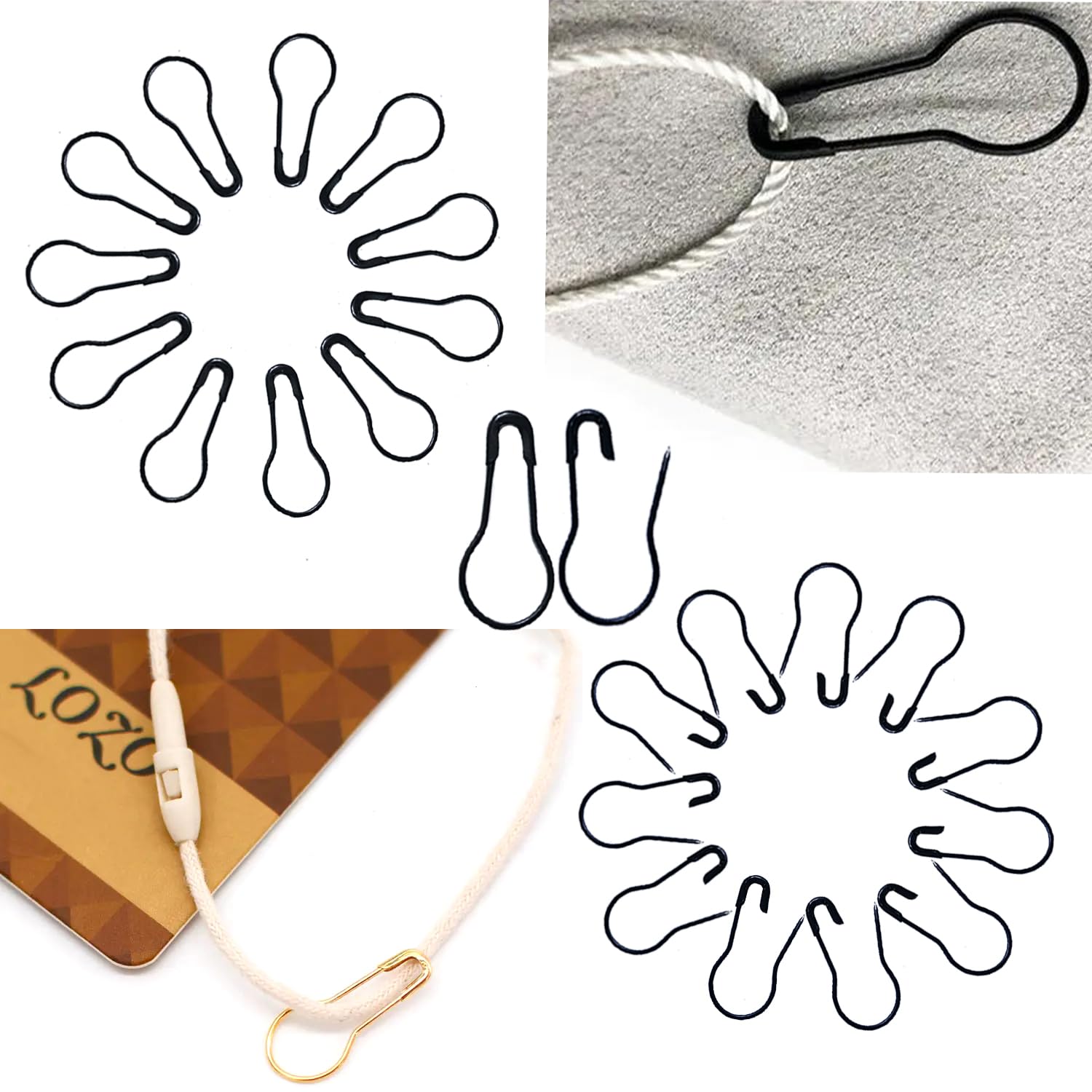 Transun Moo 500Pcs Black Safety Pins 0.8" Metal Bulb Pins Gourd Pin Clothing Tag Pins Calabash Pin for DIY Craft, Home Accessories