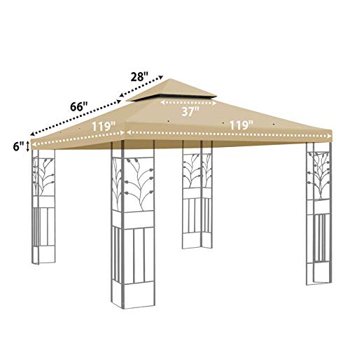 BenefitUSA Replacement Canopy Top Cover for 10'X10' Gazebo Polyester Double Tiers for Outdoor Garden Patio Pavilion Sunshade (Beige)
