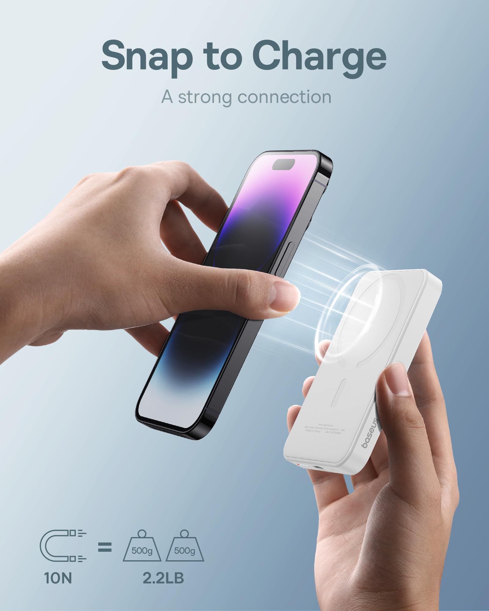 Baseus for Magsafe Battery Pack, 5000mAh Wireless Portable Charger for iPhone, PD 20W Magnetic Power Pank Fast Charging with USB-C Cable, Slim Magsafe Charger for Apple iPhone 15/14/13 Series, AirPods
