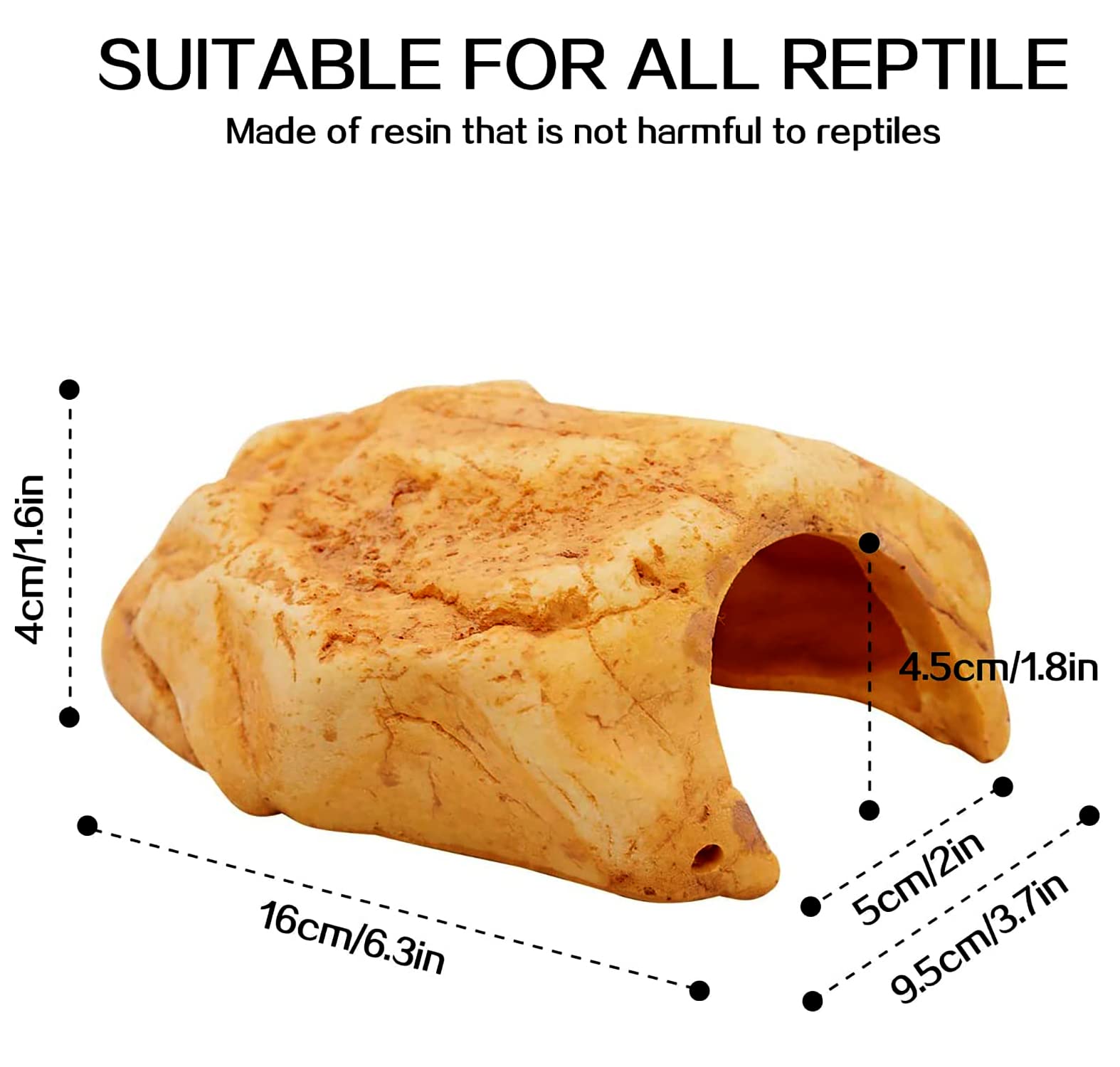 Aufeeky Reptile Rock Hide Cave, Reptiles Hides and Caves for Snake, Ball Python, Geckos, Lizard, Turtle, High Simulation Yellow Wax Stone (Small)