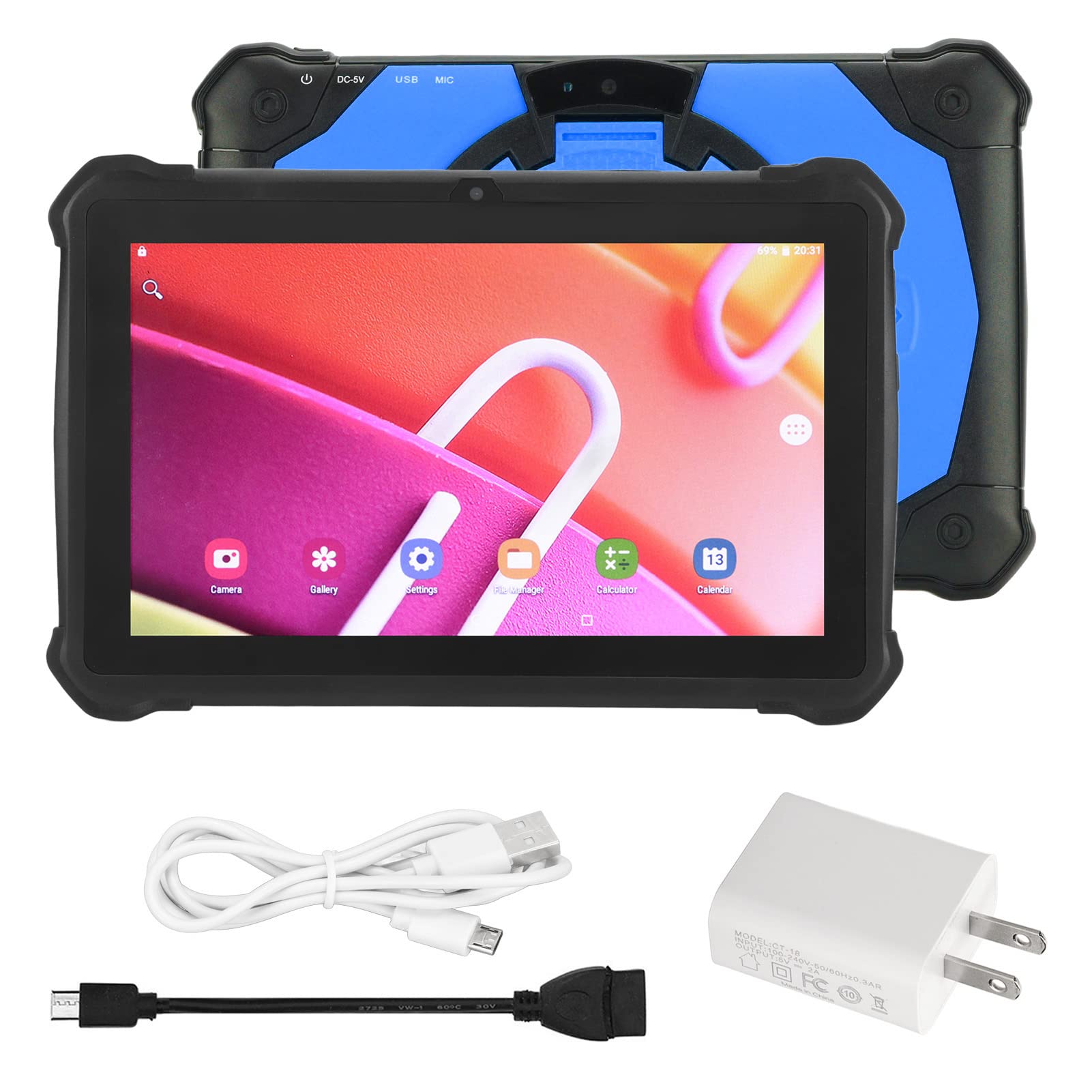Baby Tablet, US Plug Front 5MP 5000mAh Rechargeable 100 to 240V 7in Tablet for Entertainment for Children (Blue)