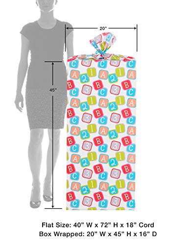 American Greetings Jumbo Plastic Baby Shower Gift Bag, Baby Blocks (1 Bag, 6 ft. x 3.33 ft.)