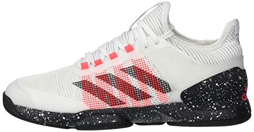 adidas Men's Adizero Ubersonic 2 Tennis Shoe, White/Black/Signal Pink, 8