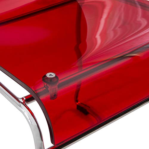 LeisureMod Lima Mid-Century Modern Acrylic Dining Chair with Chrome Finish Steel Frame, Stackable Accent Side Chair for Kitchen and Dining Room in Transparent Red