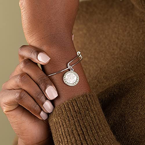 Alex and Ani Collaborations Expandable Bangle for Women, United States Army Charm, Shiny Silver Finish, 2 to 3.5 in