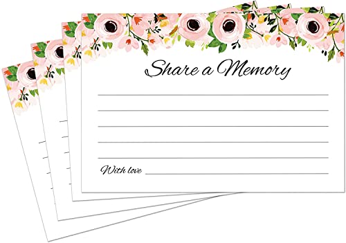 Share a Memory Cards - 50 Pack - Tasteful Alternative to Funeral Guest Books for Memorial and Celebration of Life or Going Away Party, Birthday or Graduation Guest Book