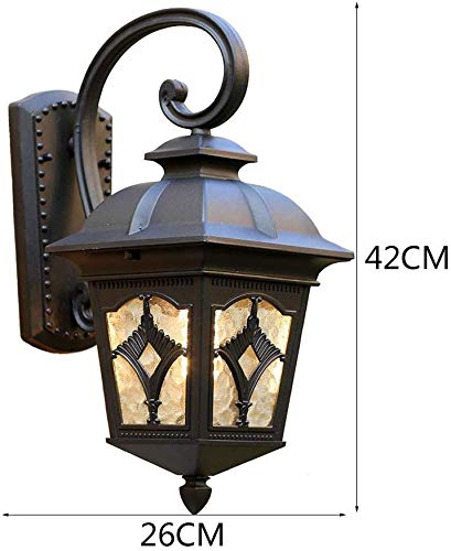 Ksainiy Waterproof Garden Light Retro Glass Lantern Shape Wall Lights Sconce for Yard Home Stairs Patio Garden Driveway Outdoor Decoration Edison Wall Light