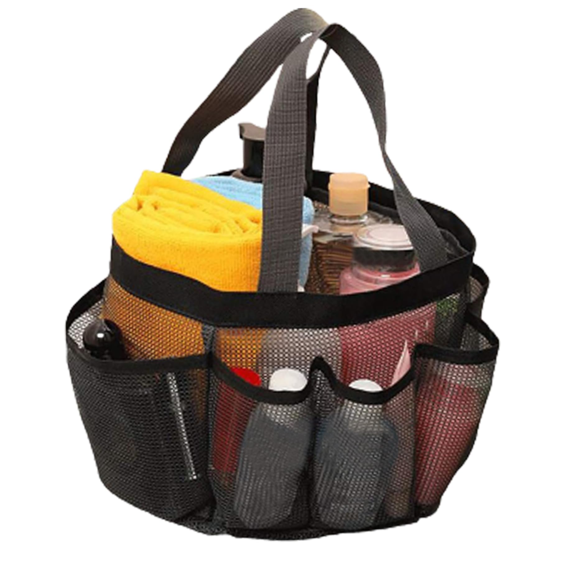 Bathroom Organizer Mesh Shower Caddy Portable Bathroom Organizer Lightweight Oxford Cloth Shower Caddy Dorm with 8-Pocket Versatile Shower Bag 22 x 22 x 22cm Black