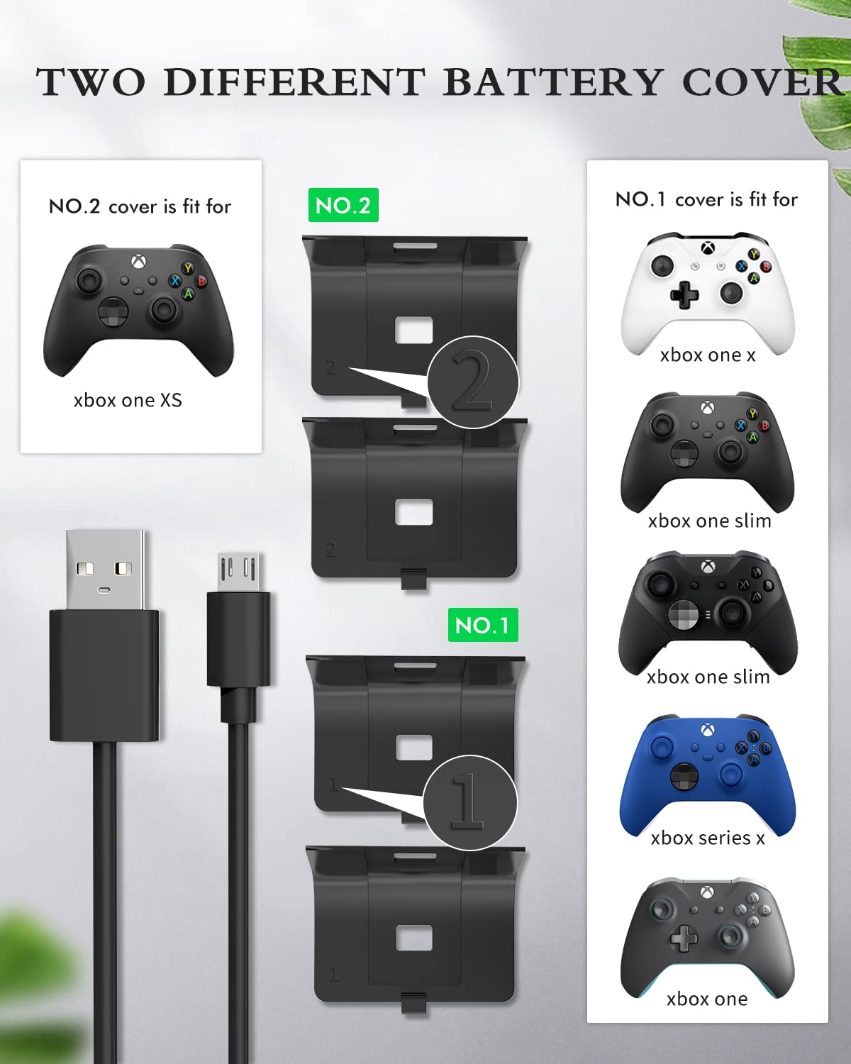 AOLION Rechargeable Battery Pack for Xbox One/Xbox Series X|S, Controller Battery Pack for Xbox Series X|S/Xbox One/Xbox One S/Xbox One X/Xbox One Elite Controller with 2x2650mAh Rechargeable Battery