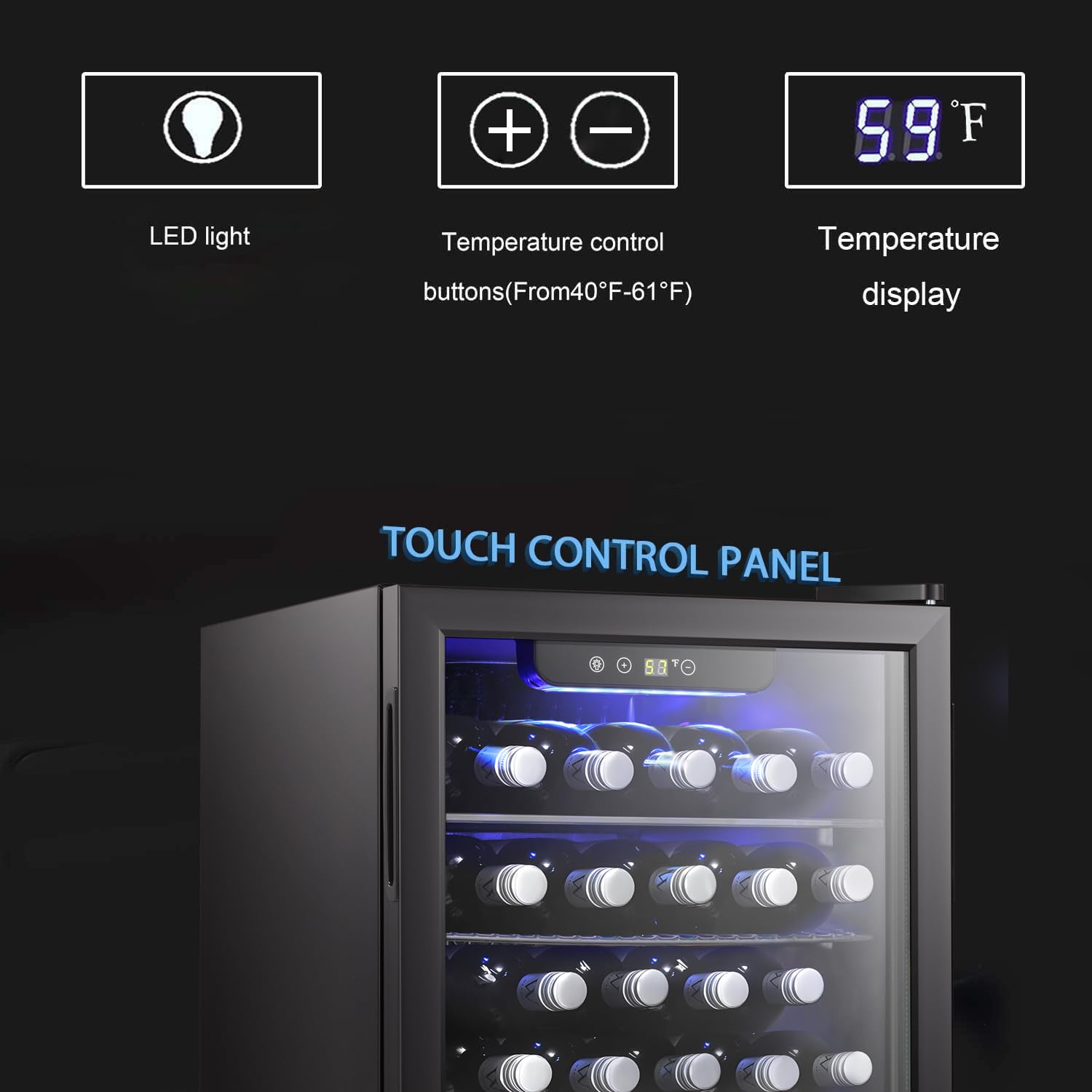 Antarctic Star 24 Bottle Wine Cooler/Cabinet Beverage Refrigerator Small Mini Wine Cellar Beer Soda Clear Glass Door Bar Fridge Quiet Operation Compressor Adjust Temp Control Freestanding, 2.4 Cu. ft…