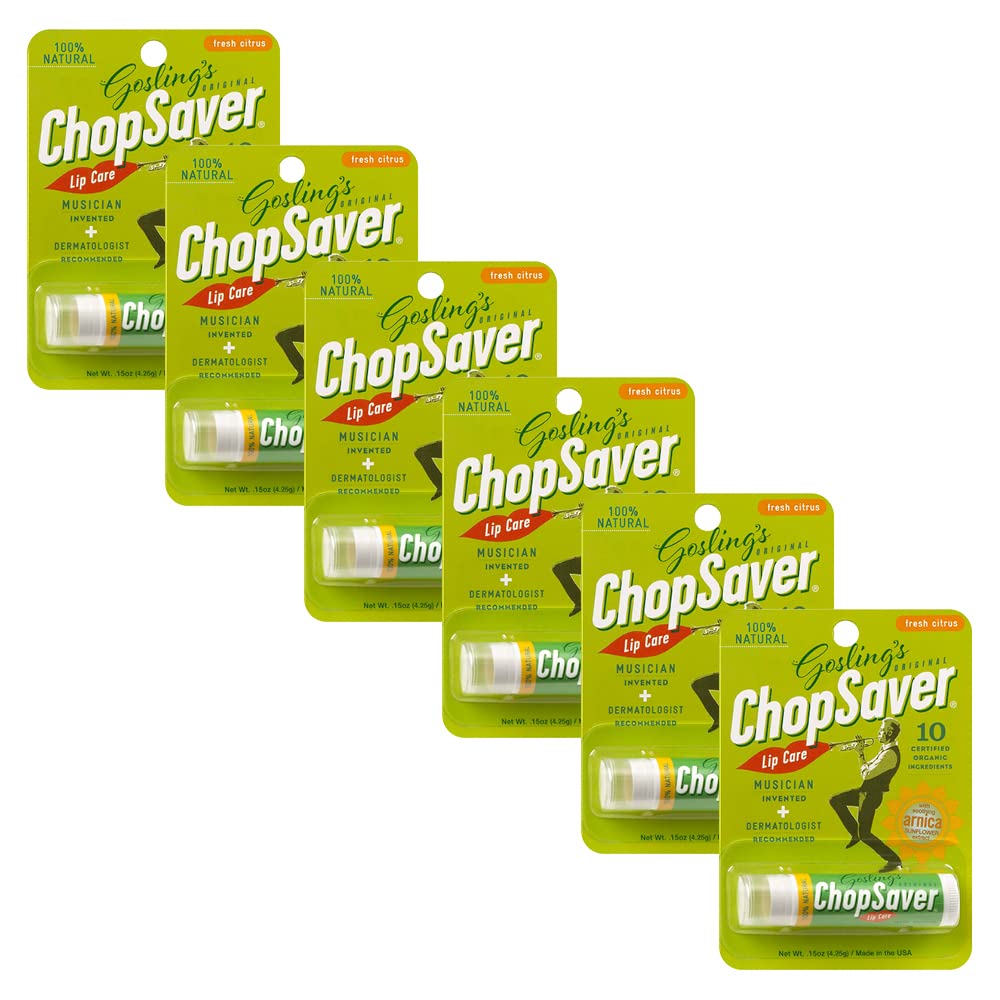 Gosling's Original ChopSaver Lip Care, All Natural Hydrating Lip Balm, Chapstick for Musicians and More, Effective Relief for Dry, Cracked Lips and Skin, Made in USA, 0.15 Oz (Pack of 6)