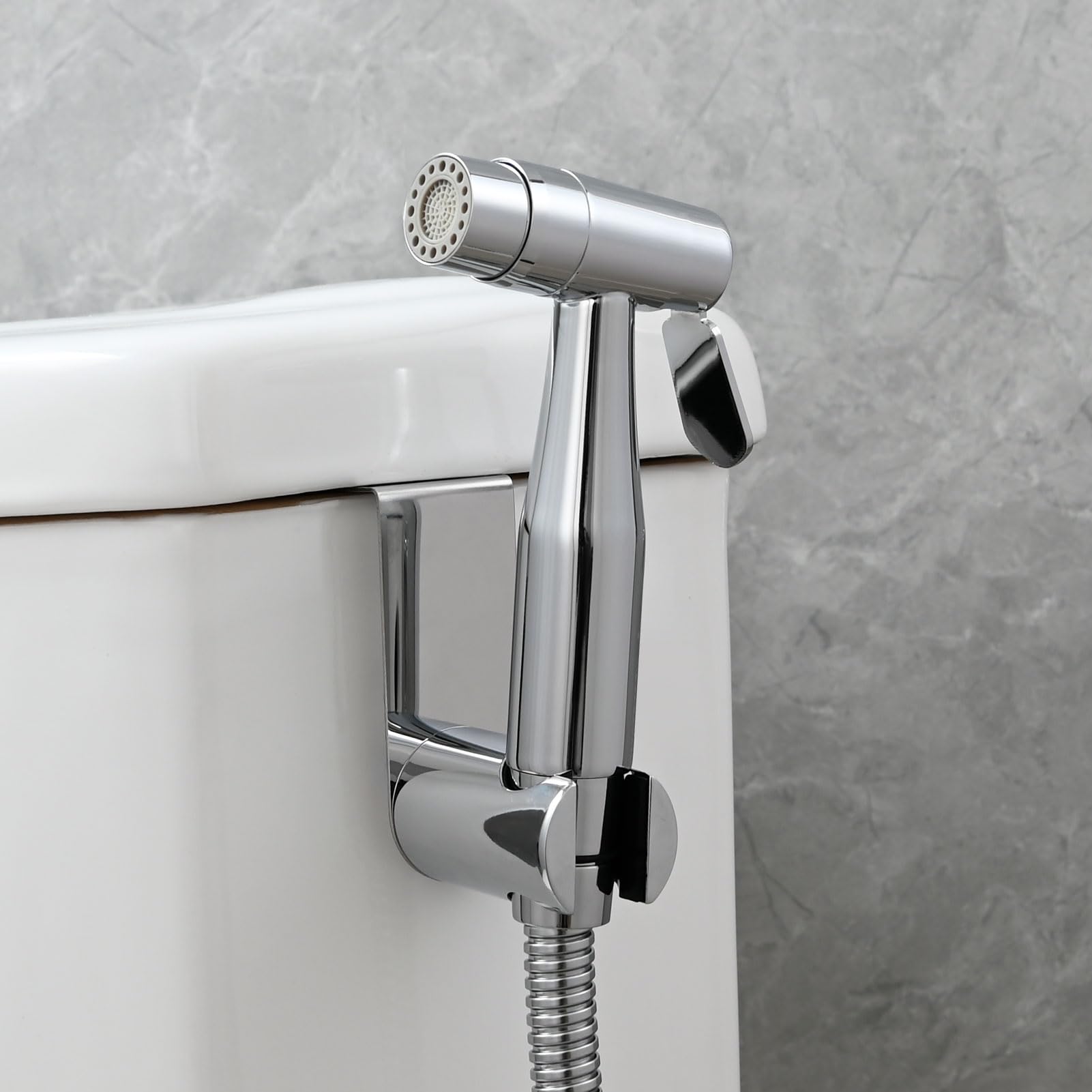 Tecmolog 2 Functions Bidet Toilet Sprayer Head Stainless Steel Bathroom Diaper Sprayer for Personal Hygiene, Chrome, WS024AD