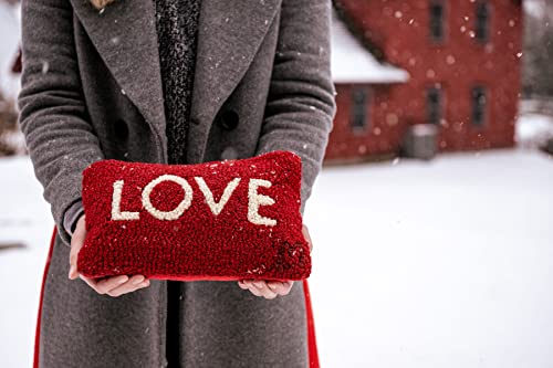 Chandler 4 Corners Artist-Designed Love Hand-Hooked Wool Decorative Throw Pillow (8β x 12β) Valentine's Day Pillow for Couches & Beds - Easy Care, Low Maintenance Love in Red Pillow for Anniversaries