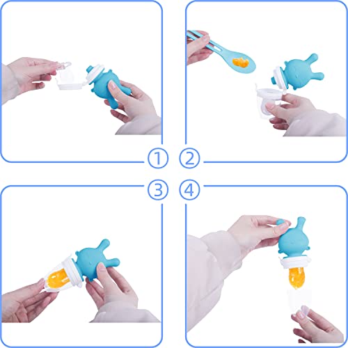 Baby Fruit Feeder Silicone Food Pacifier | Infant Teething Relief Toy Teether | Milk Frozen Mesh Feeders | Safely Self Feeding Teethers for Babies 0-6-12-18 Months Boys and Girls,SkyBlue