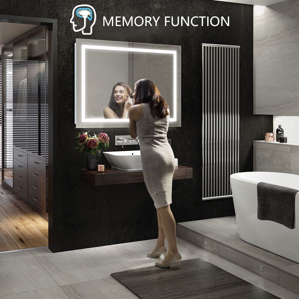 ANTEN 36" X 28" LED Mirror for Bathroom, Anti-Fog Bathroom Vanity Mirror with Lights, Shatter-Proof, 3000-6000K, Stepless Dimmable LED Vanity Mirror, Bathroom Mirrors for Wall