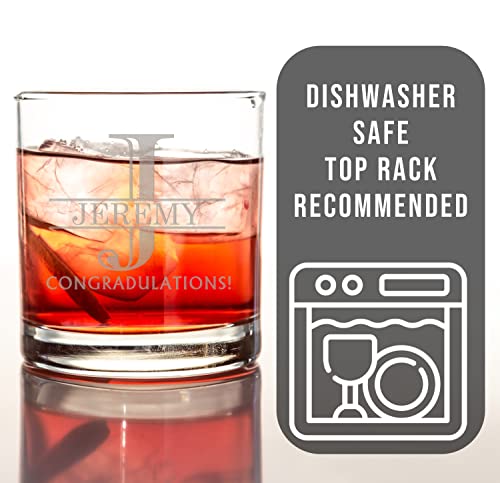 Personalized Etch 11oz Custom Whiskey Glass, Whiskey Gifts for Men, Bourbon Glass Engraved, Birthday Gifts for Men Dad Husband Groomsmen Gifts, Customized Monogram Gifts, Halpert