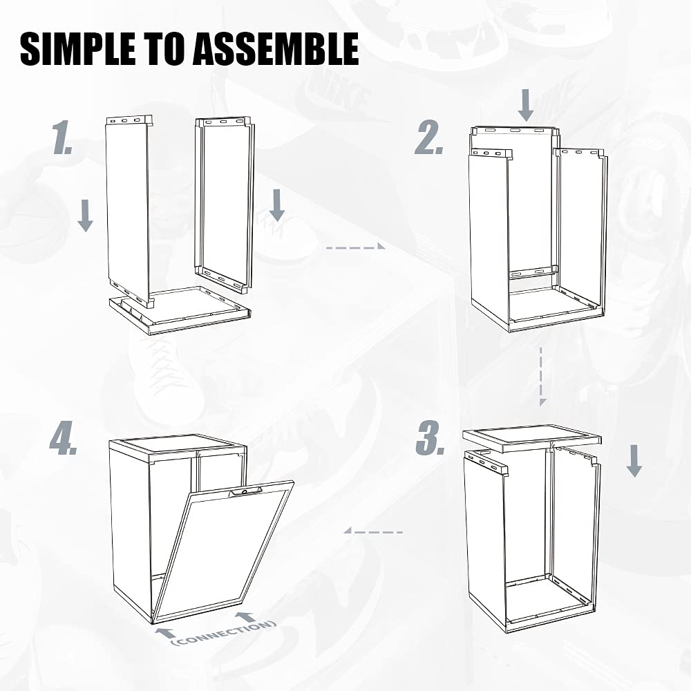GOTO White Display Storage Case only Front Clear, Assemble Display Box, Dustproof Protection Show Case for Action Figures, Garage Kits, Legos, Collectibles, Bearbrick Toys (1 X 400%, 12L)