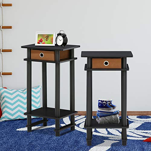 Furinno Turn-N-Tube End Table, 2-Pack, Espresso