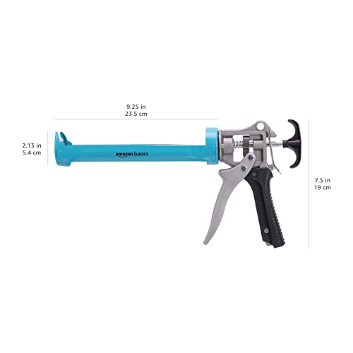 Amazon Basics Heavy Duty Sealant Caulking Gun -310ml/10oz - 12:1 Thrust Ratio, Aluminum handle with plastic support grip, Blue and Grey