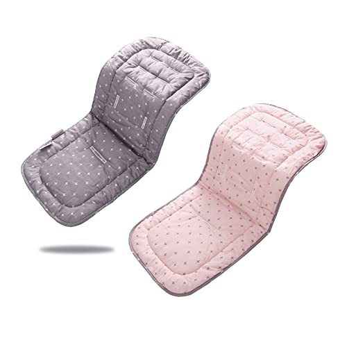 Baby Stroller Seat Liner Kids Pushchair Seat Cushion Mat Universal Breathable Stroller Liner Insert Stroller Cushion Pad Thick Cotton Stroller Liner Seat Pad Cover for (Pink&Gray)