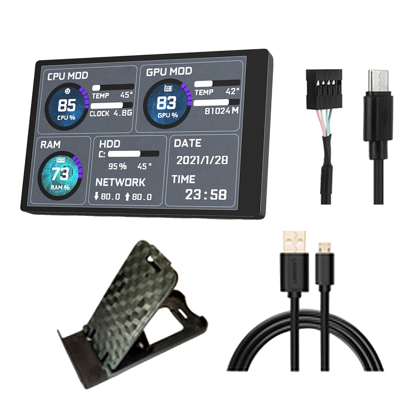 balikha Multipurpose IPS LCD Monitor Display Aida64 Temperature Monitor Secondary IPS Display for PC