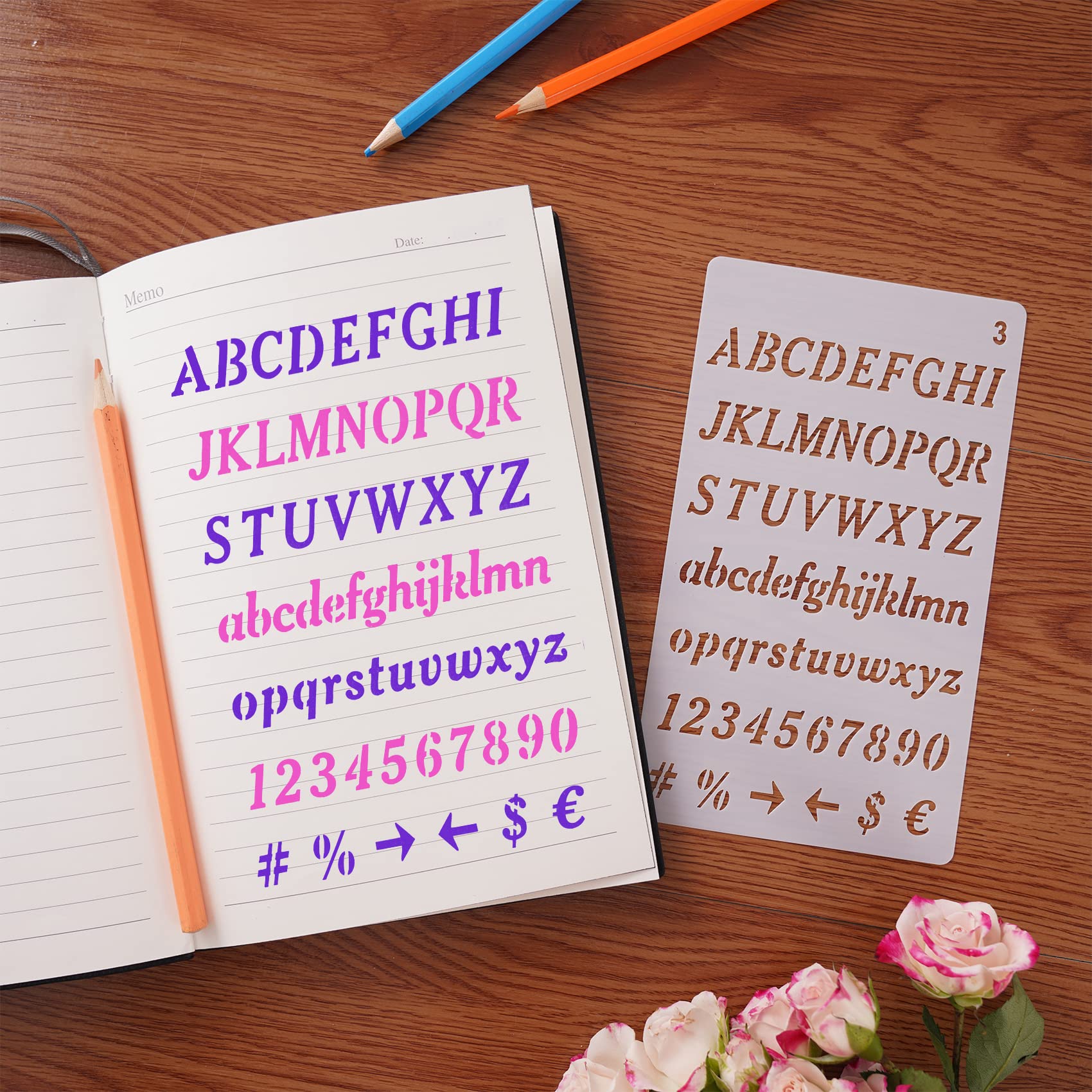 AIRIQI Letter Stencils for Painting On Wood Alphabet Number 2 Inch Large Spray Paint Stencil Small Crafts Custom 42Pcs