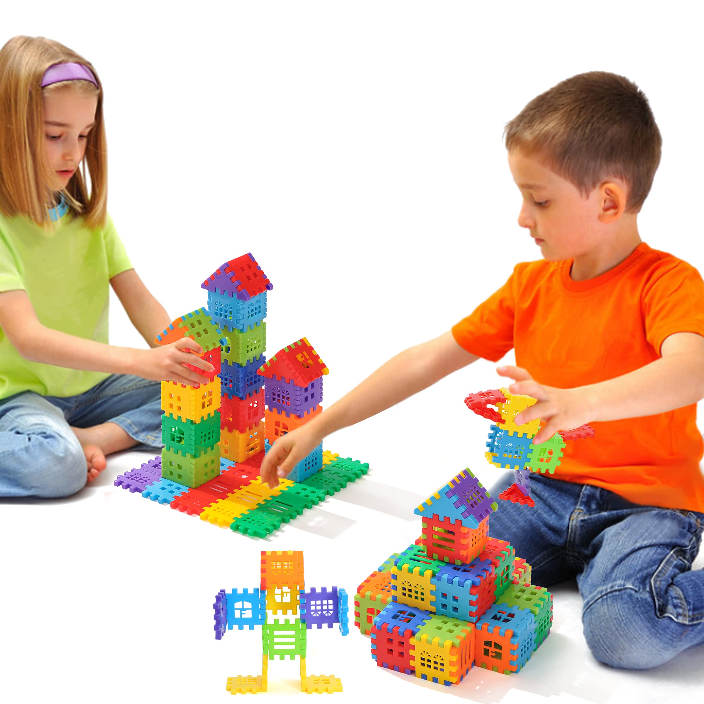 KUTOI Building Blocks – 100-piece Kids Builders Blocks Set with Storage Bag – Interlocking Building Blocks for Toddlers and Kids – Fun and Educational Toy Building Set for Skill Development
