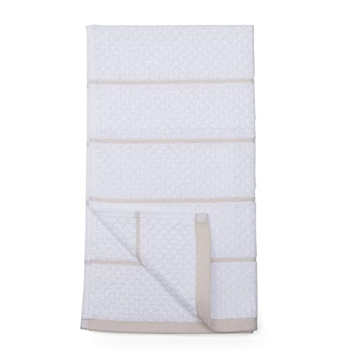 Amazon Basics 100% Cotton Soft & Absorbent, Popcorn Texture Terry Kitchen Cloth, Pack of 4, Beige Stripe, 28"L x 16"W