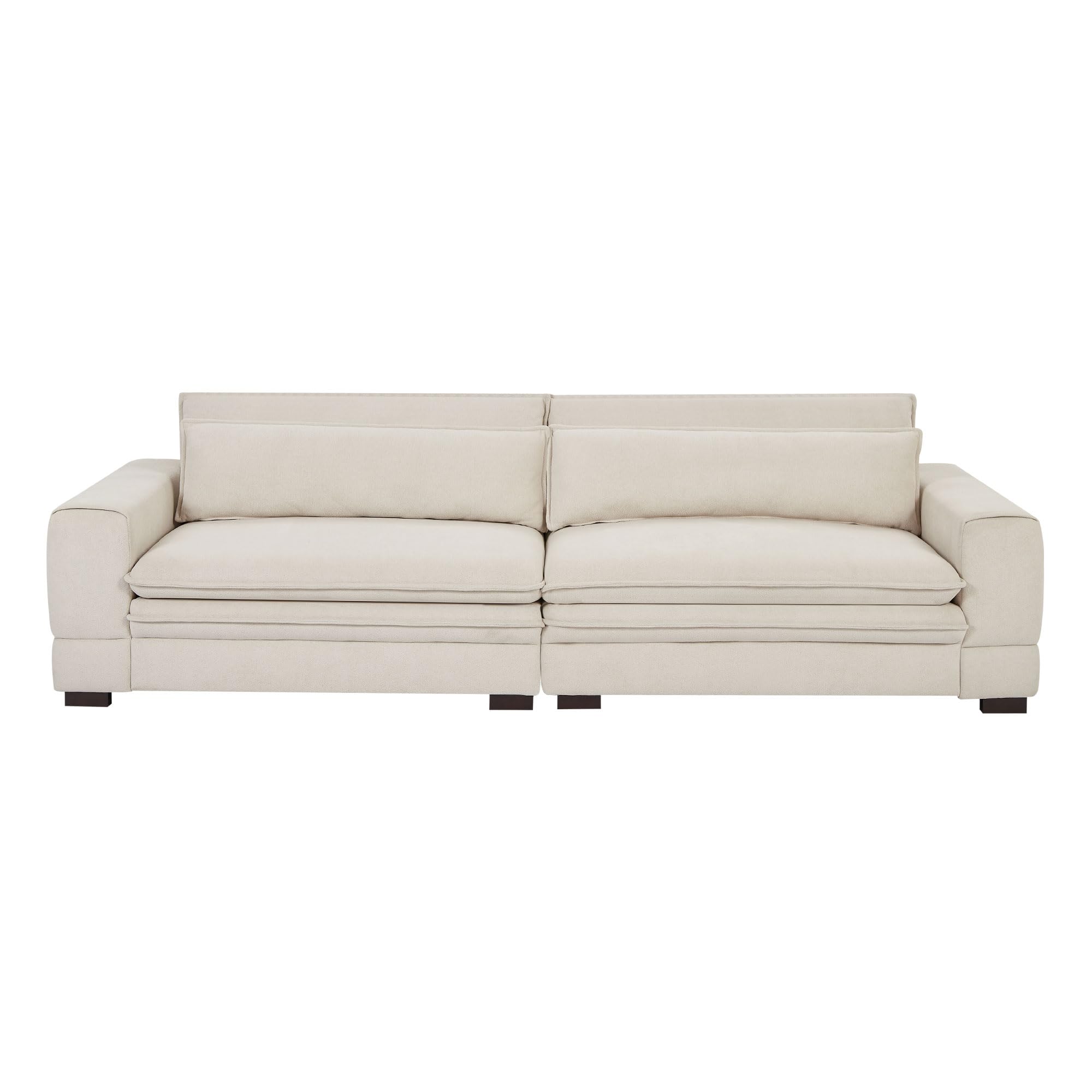 JUSTONE 126" Curved Sofa Modern Curved Couch Living Room, Upholstery Boucle Sofa Couch with 2 Pillows,4-Seat Sofa Couch for Apartment,Living Room (Right-Facing,Light Cream)