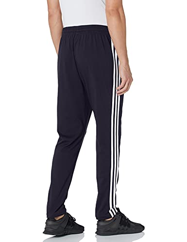 adidas Men's Essentials Single Jersey Tapered Open Hem 3-Stripes Pants, Legend Ink/White, Large