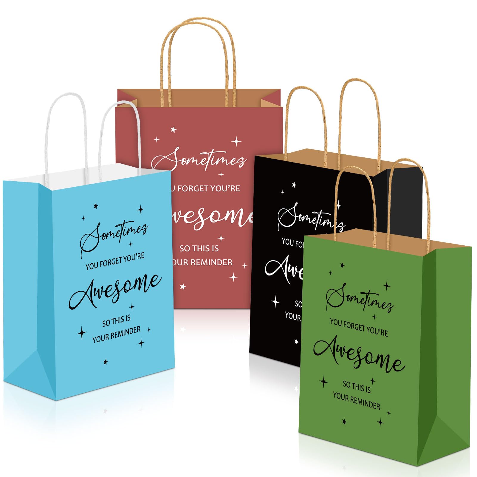 Noveread 40 Pcs Thank You Gift Bags with Handles Employee Appreciation Gift Bags Kraft Paper Party Favor Goodie Bags for Coworker Colleague Women Teacher Christmas Birthday Gift, 8.3 x 4.3 x 10.6 Inch