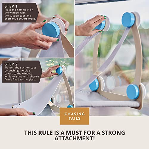 Chasing Tails Cat Window Perch for Indoor Cats - Window Cat Perch, Window Perch for Cats Inside Window Cat Bed, Suction Cup Cat Bed Window, Cat Hammock for Window, Cat Window Seat, Cat Window Hammock