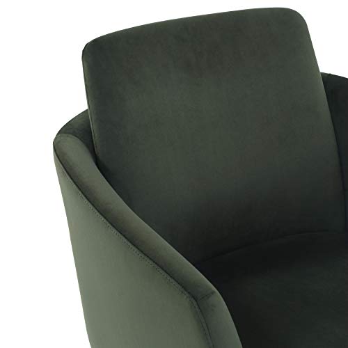 Amazon Brand – Rivet Bertha Mid-Century Velvet-Upholstered Swivel Office Chair, 25.25"W, Olive Green with Gold Finish