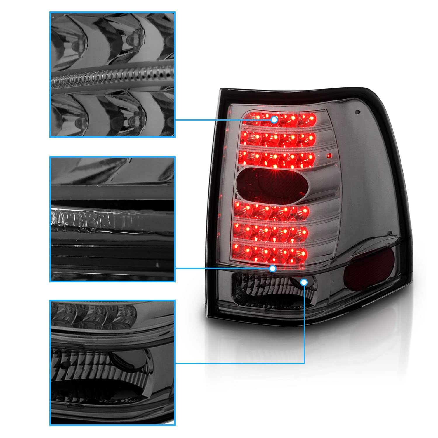 AmeriLite Smoke LED Tail Lights for Ford Expedition - Passenger and Driver Side