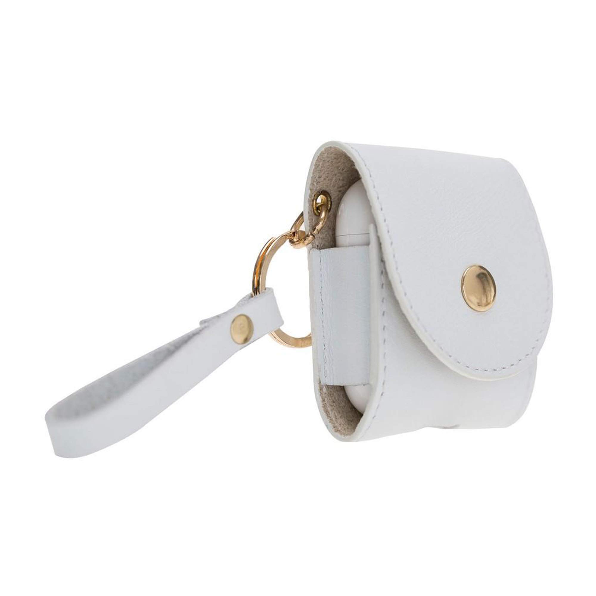 AirPods 2 & 1 White Full Grain Leather Case Personalized Cover Supports Wireless Charge Maximum Protect