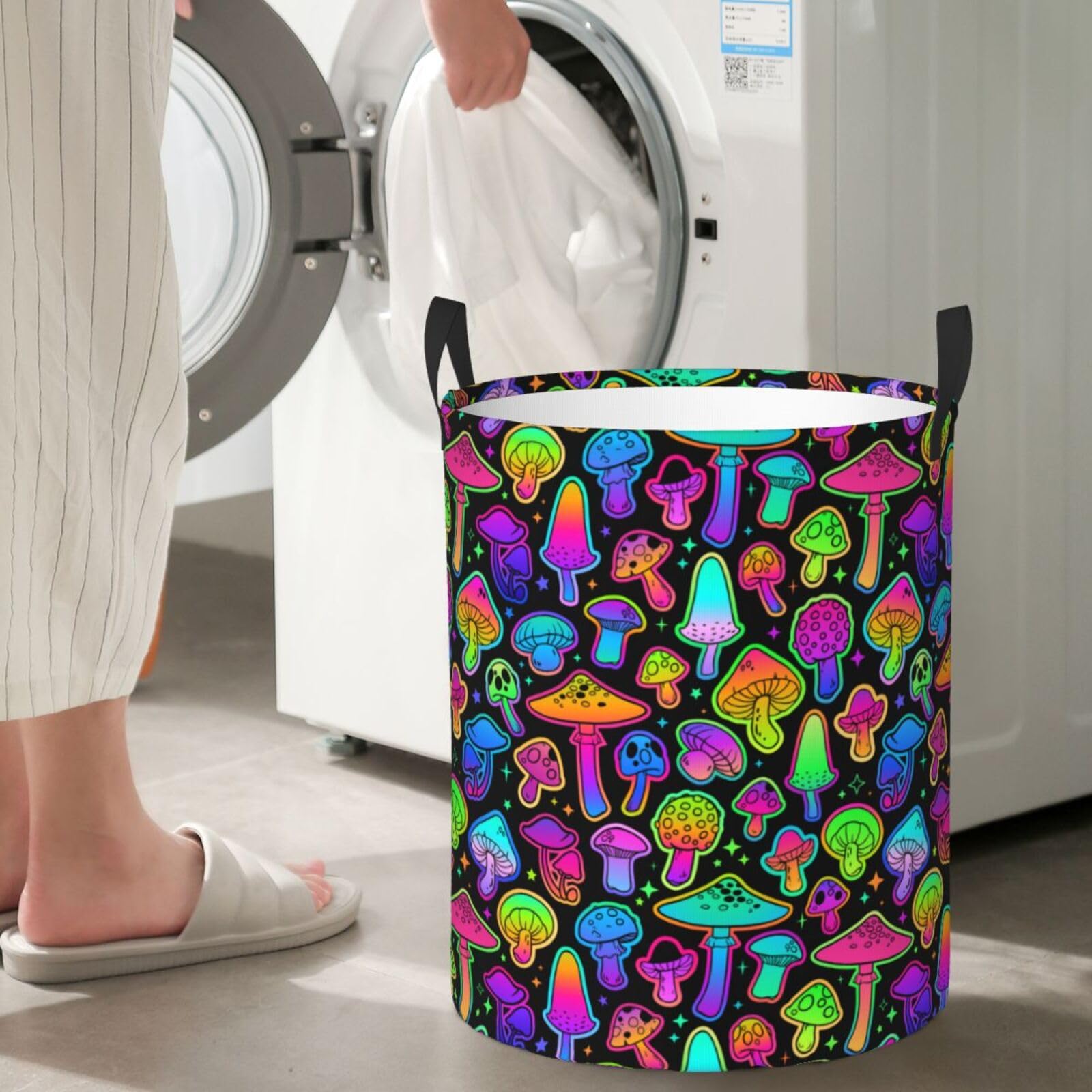 Xioaidjaa Laundry Basket Sychedelic Mushrooms Collapsible Laundry Baskets Lightweight Waterproof Clothes Basket Kitchen Living Room Bathroom Laundry Hamper Clothes Book Sundries Storage Basket