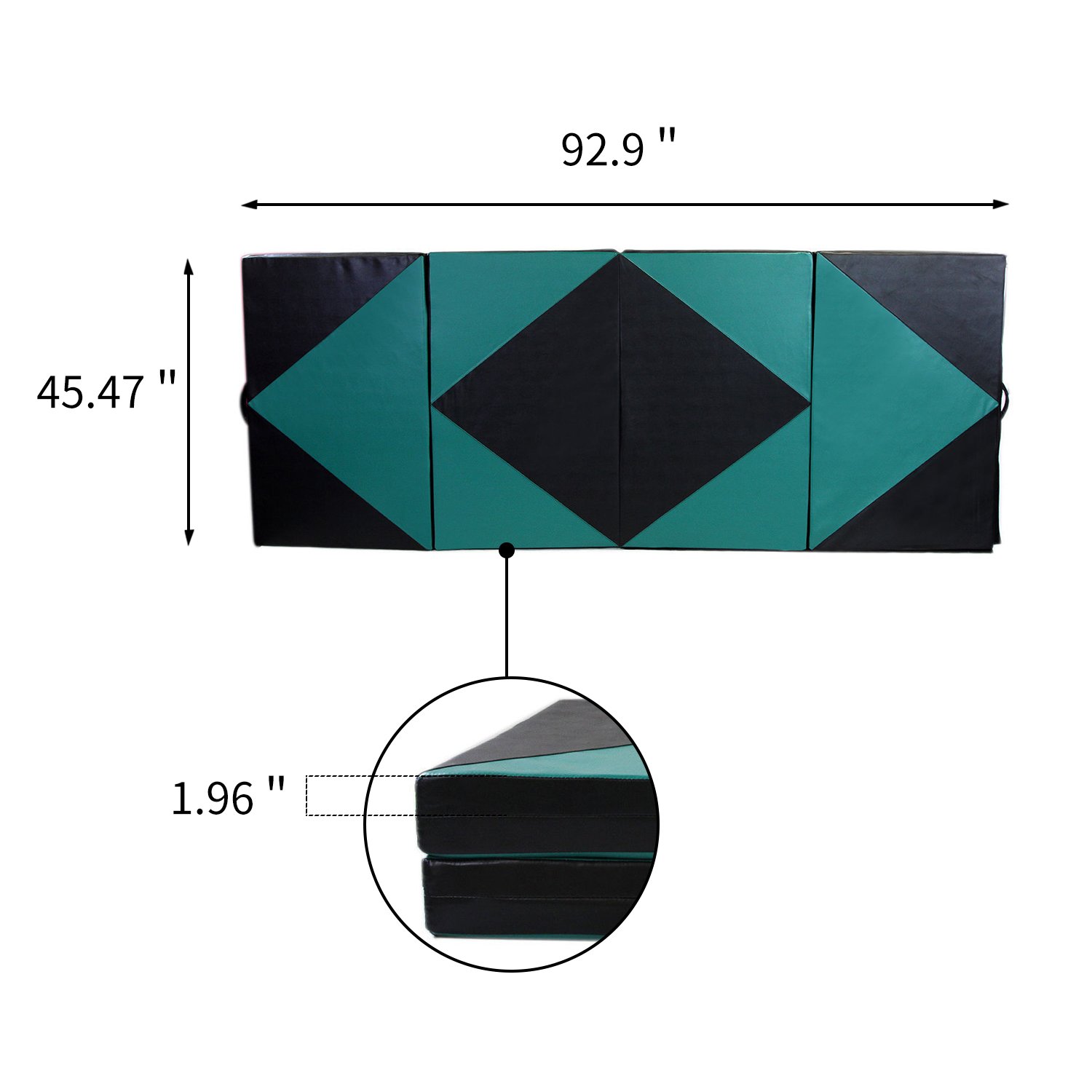 Ainfox Gymnastic Mats, Gymnastic Mats Foldable Thick Panel PU Leather Yoga Fitness Equipment Green (1310) (Green, 4'x8'x2'')