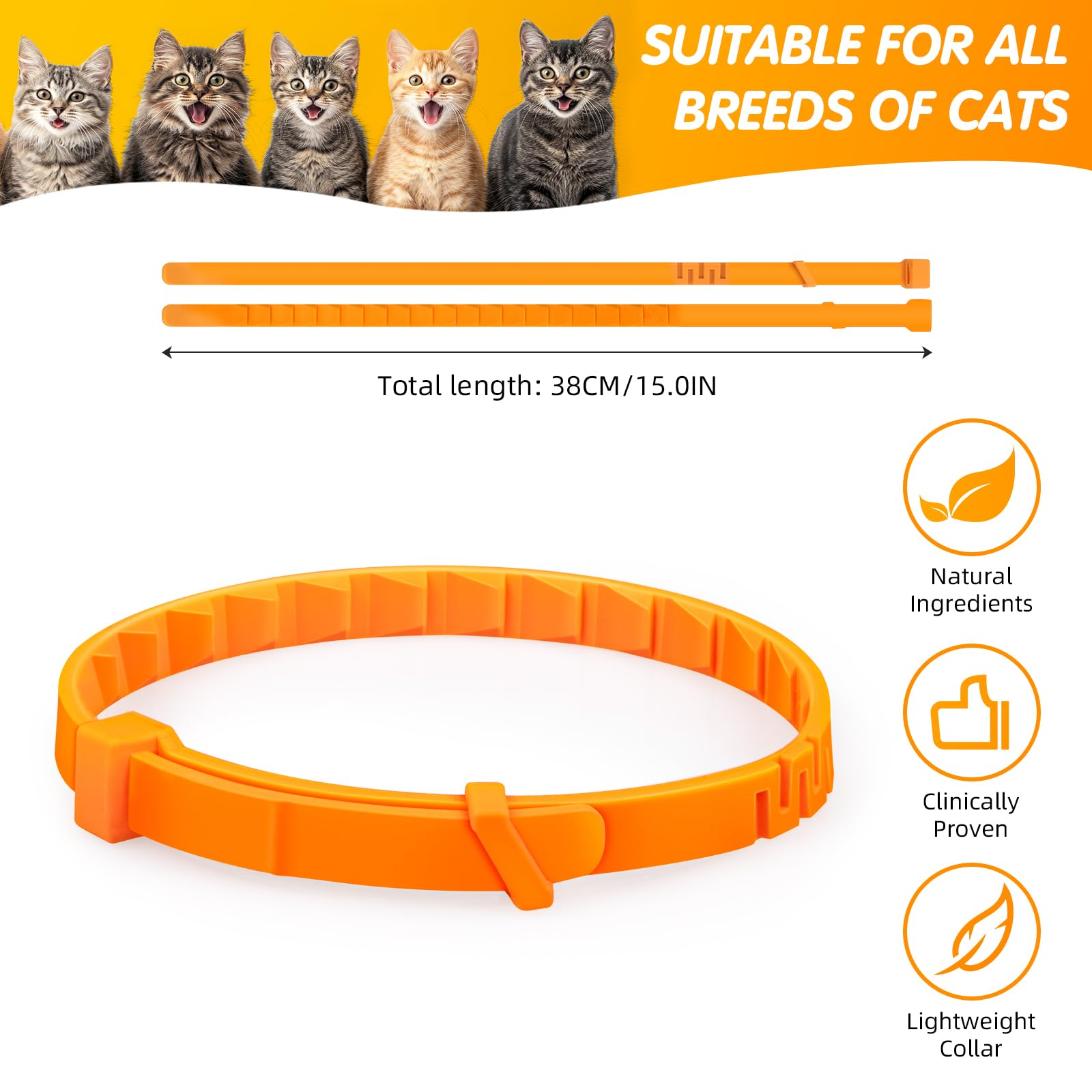 Calming Collar for Cats, Pheromone Collar for Cats, Anxiety Relief for Pets, 60-Day Long Calming Effect, Relief Anxiety Stress Separation - Suitable for Small, Medium, and Large Cats, 4 Pack