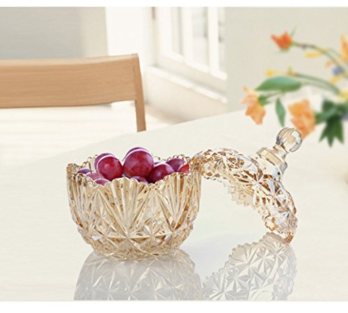 SOCOSY Royal Embossed Glass Candy Jar with Lid Jewelry Box Wedding Candy Buffet Jar Kitchen Storage Jar