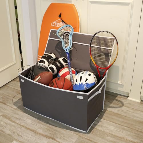 Great Useful Stuff G.U.S. Large Collapsible Toy Box | Toy Organizers, Storage bin, basket with Lid | Sturdy 600D Polyester Toy Chest | Durable, Storage Box for Kids’ Playroom | 30"x16"x16" (Ivory)