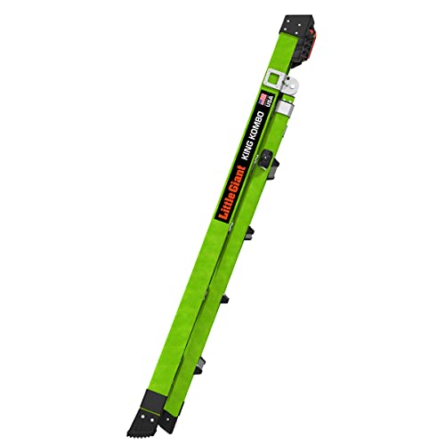 Little Giant Ladders, King Kombo 2.0 XT, Industrial, M6, 6 Ft. A Frame, 10 Ft. Extension, Fiberglass, Type 1AA, 375 lbs Weight Rating, (13936-071), Hi-viz Green