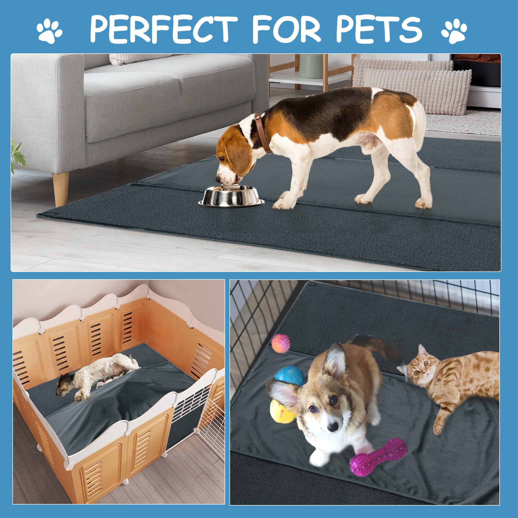 BALAPET Whelping Pad,Whelping Box Liner Mats Washable and Waterproof with Burrowing Warm Pocket, Extra Absorbent with Waterproof Bottom,Pet Whelping Pad for Training,Whelping,Playpen(30 * 30in)