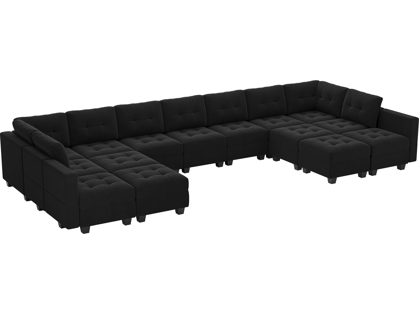 Belffin Modular Sectional Sofa, Oversize U-Shaped Couch with Storage Seats, Velvet Convertible Sofa Couch with Reversible Chaise, Beige
