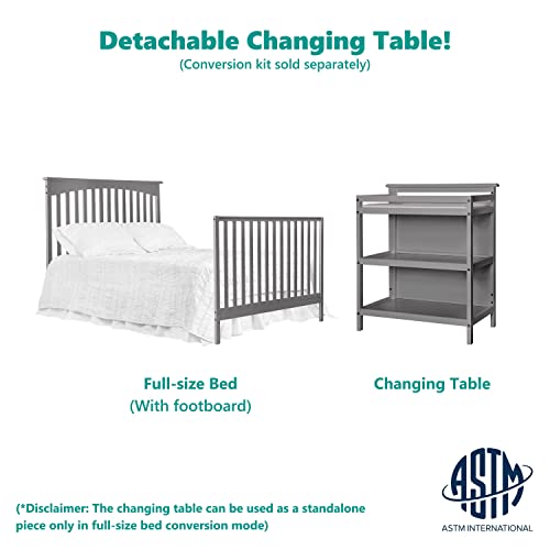 Dream On Me Chloe 5 in 1 Convertible Crib with Changer, Storm Grey