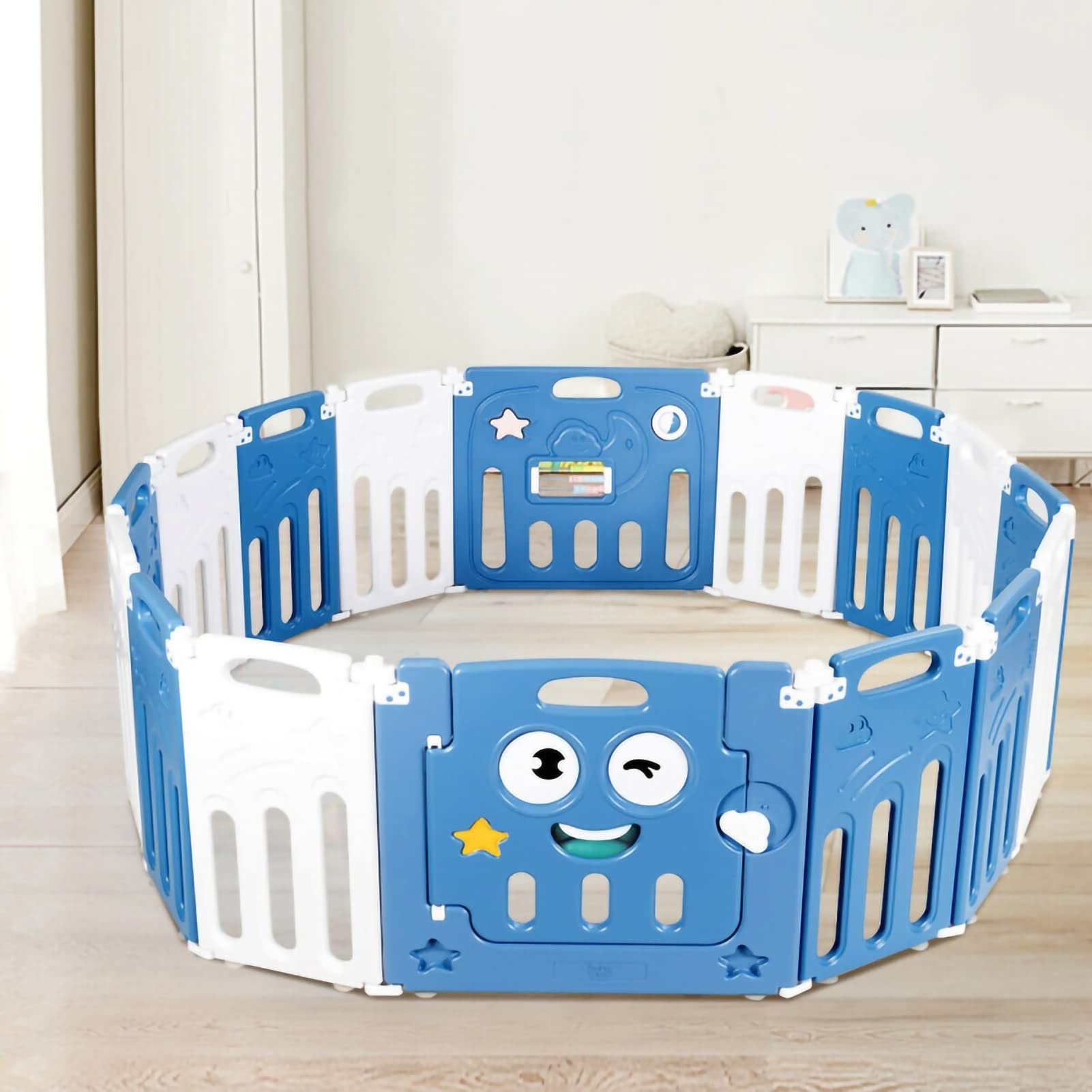Baby Playpen Kids Activity Centre Safety Play Yard Home Indoor Outdoor New Pen, 16-Panel Foldable Baby Playpen Kids Activity Centre