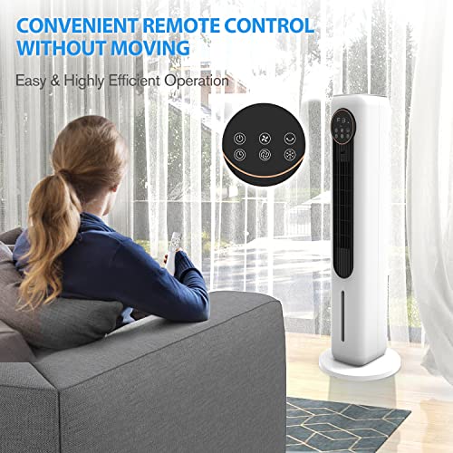 Evaporative Air Cooler Air Conditioner Portable with Remote Control, 50 Degree Oscillation, 3 Speeds & Adjustable Modes, 15 Hour Timer with Ice Packs for Home Office School Outdoor