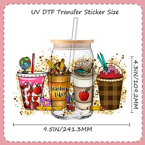 ArtCentury UV DTF Cup Wrap, 15 Sheets Cup Theme Rub on Transfers for Crafting 16OZ Libbey Glass Cups Wrap Transfer Stickers Decals Waterproof Crafts Vintage UV DTF Cup Wrap