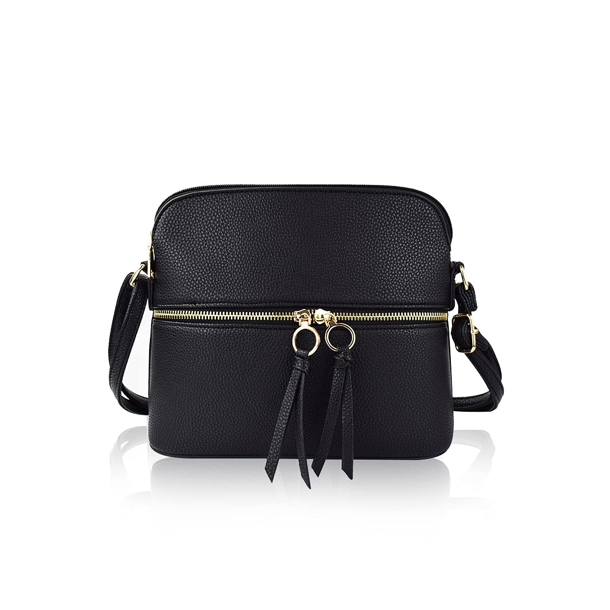 LA DEARCHUU Leather Crossbody Bag for Women Crossbody Purse, Messenger Crossbody with Buckle, Crossbody Handbag Shoulder Bags, Black